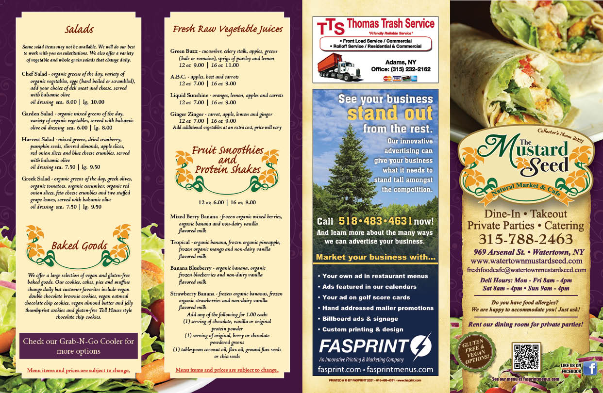 The Mustard Seed Fasprint Menus The Mustard Seed Fasprint Menus