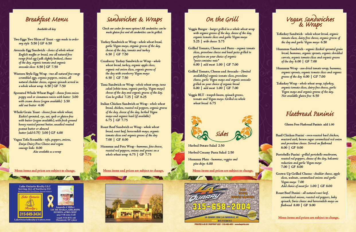The Mustard Seed Fasprint Menus The Mustard Seed Fasprint Menus