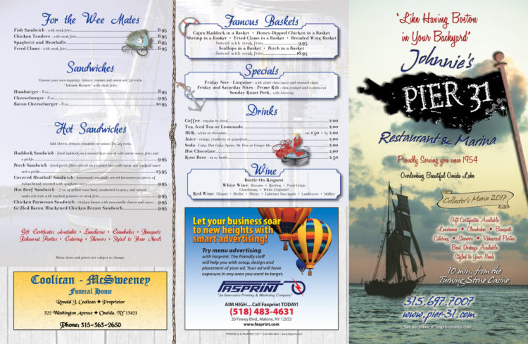 Johnnie's Pier 31 | Fasprint Menus
