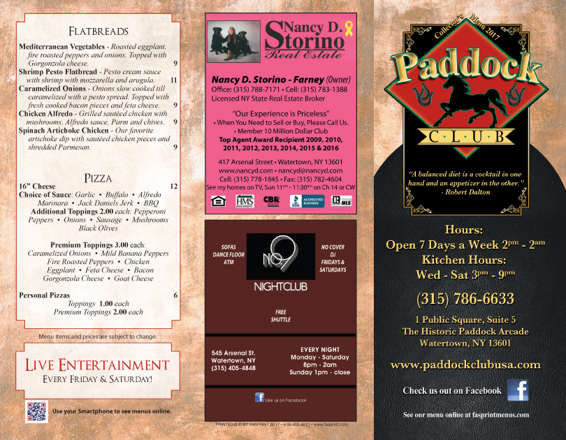 The Paddock Club 2017-1 | Fasprint Menus