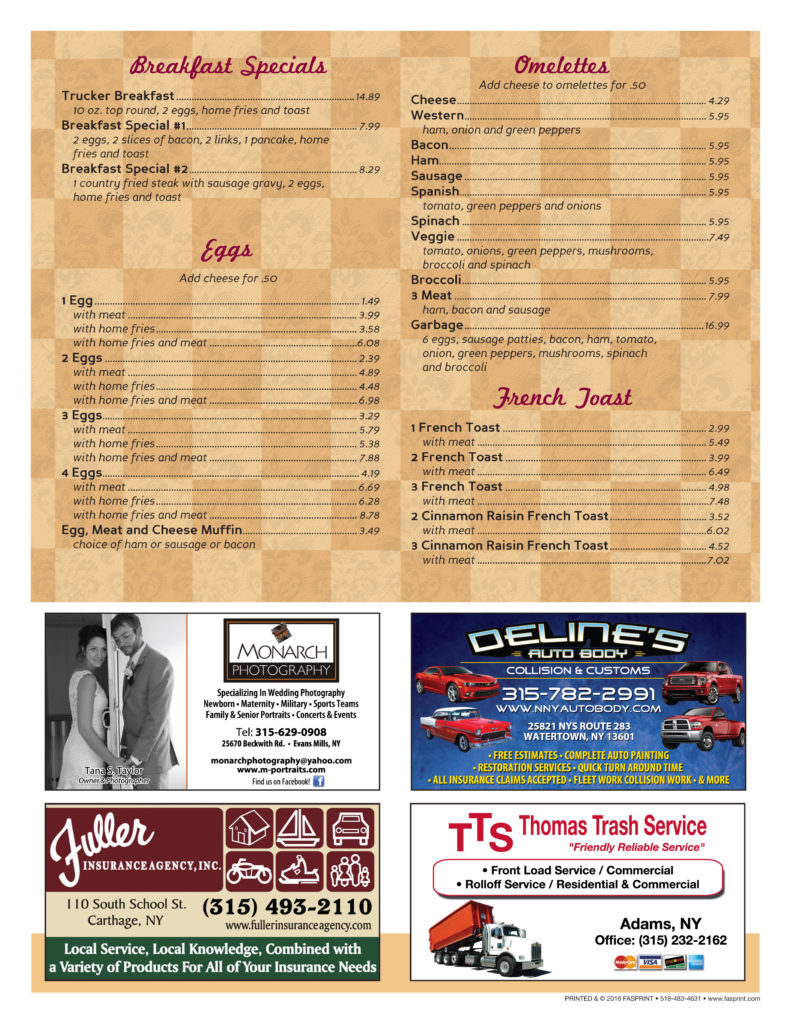 Longways Diner 2016-2 | Fasprint Menus