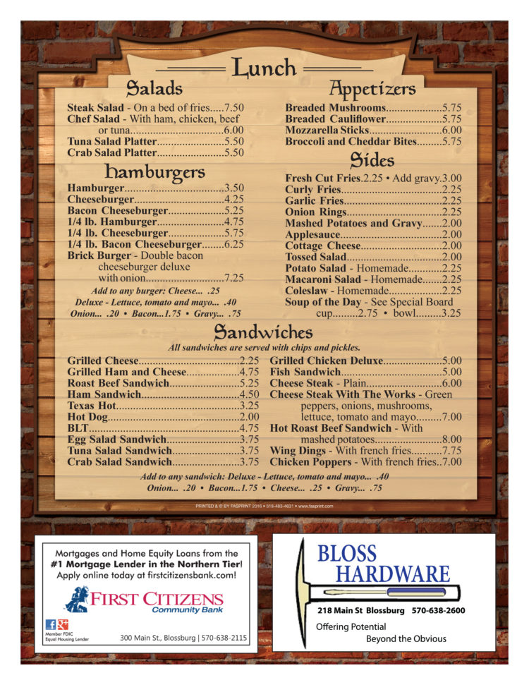The Brick Tavern-3 | Fasprint Menus