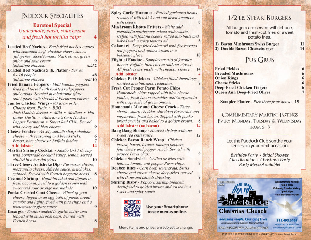 The Paddock Club 2016-2 | Fasprint Menus