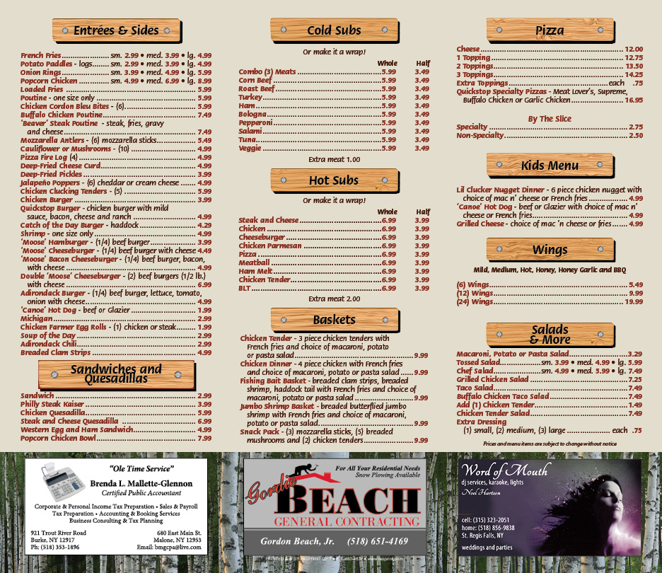 SRF Quickstop 20172 | Fasprint Menus