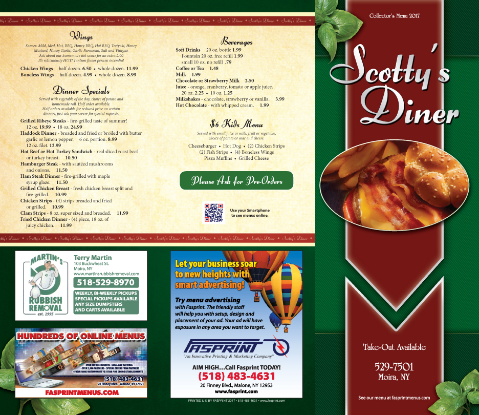 Scottys Diner TO 2017-1 | Fasprint Menus