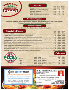 Tremont House of Pizza-2 | Fasprint Menus