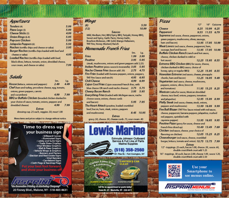 The Pizza Place 2018 TO2 | Fasprint Menus