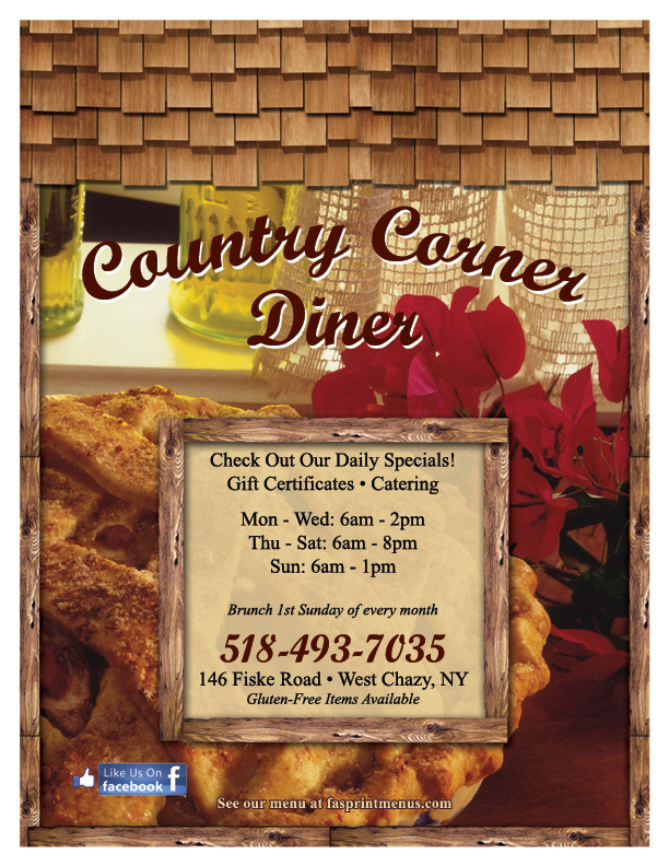 Country Corner Diner 2019 | Fasprint Menus