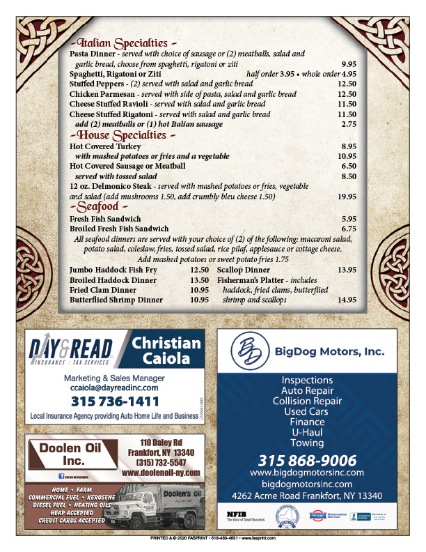 The Knight Spot 20207 | Fasprint Menus