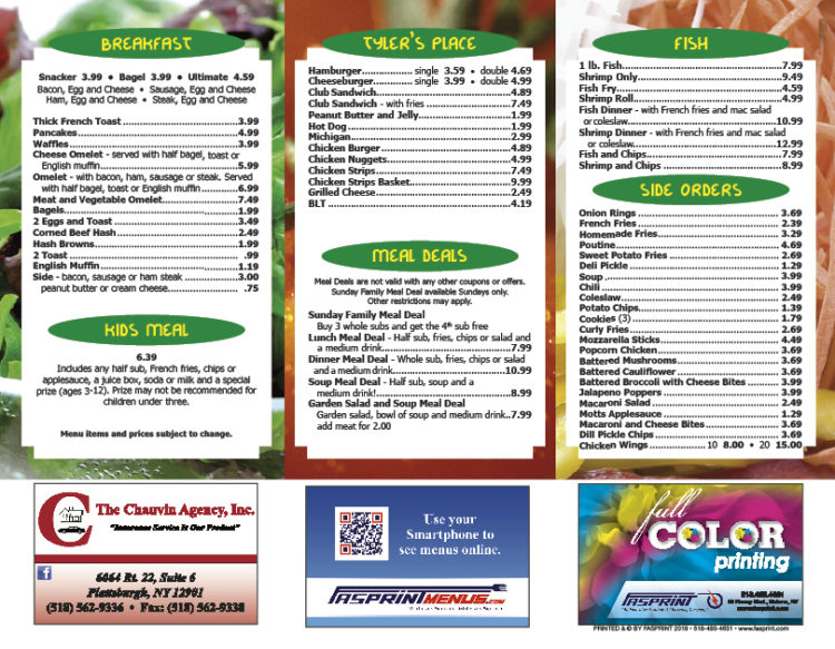 Jreck Subs - Champlain | Fasprint Menus