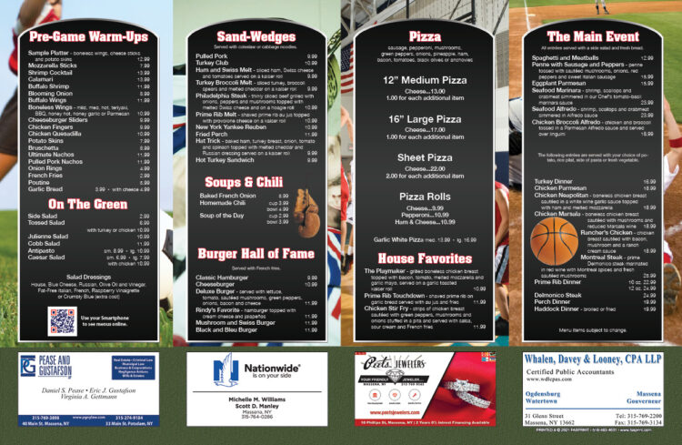 Coach's Corner | Fasprint Menus