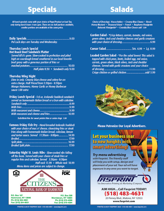 Turner Inn 20203 | Fasprint Menus