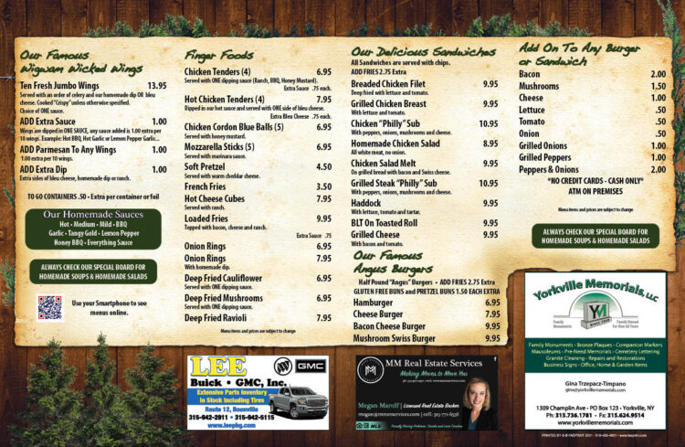The Wigwam Tavern | Fasprint Menus