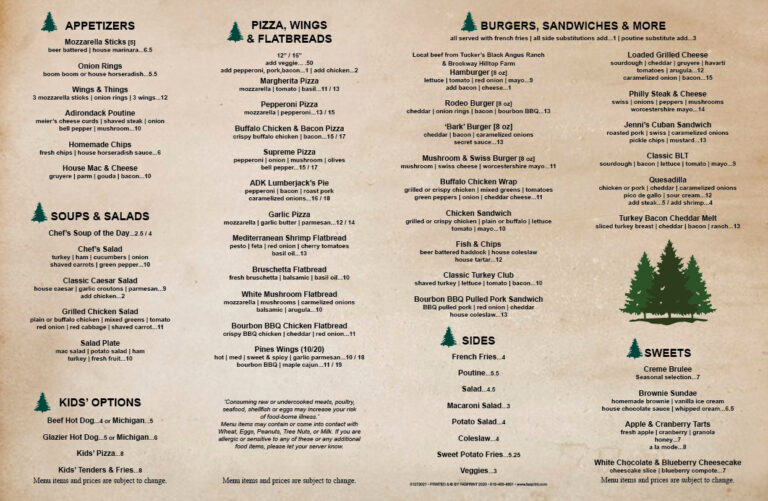 The Pines Tap and Table | Fasprint Menus