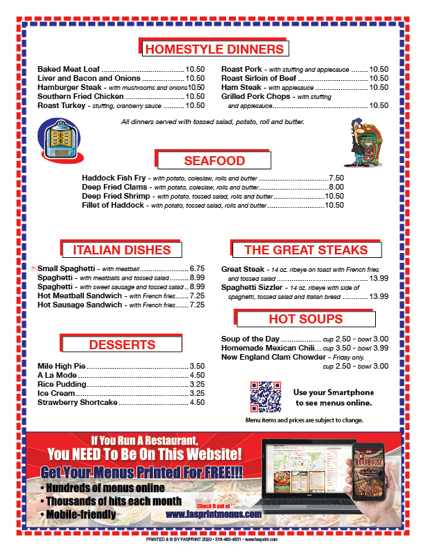 Phillips Diner 20204 | Fasprint Menus