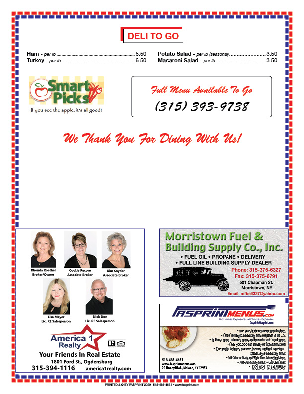 Phillips Diner 20205 | Fasprint Menus