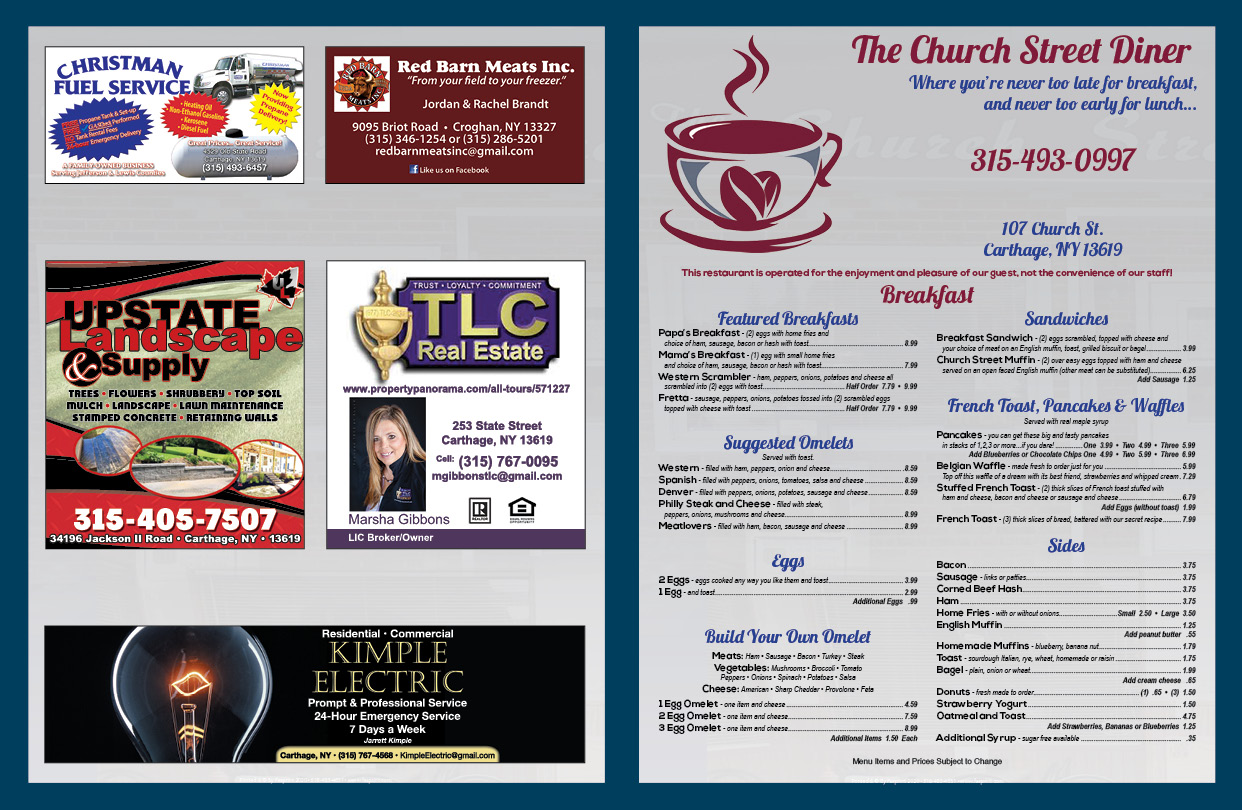 The Church Street Diner TO 10-2020 | Fasprint Menus