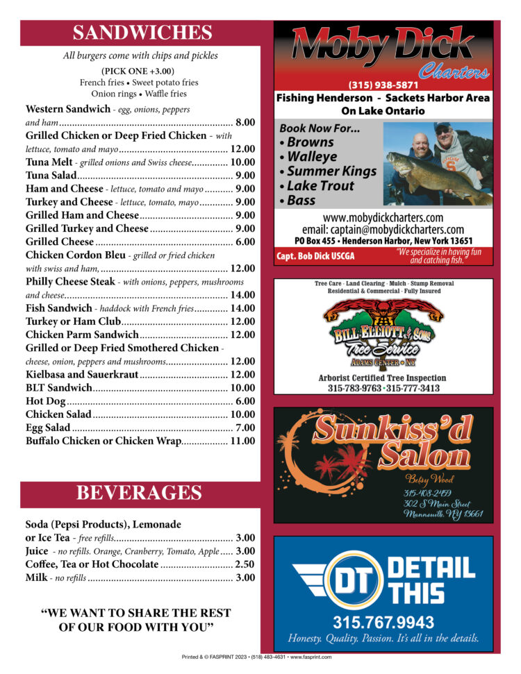 Cherry Tree Inn | Fasprint Menus