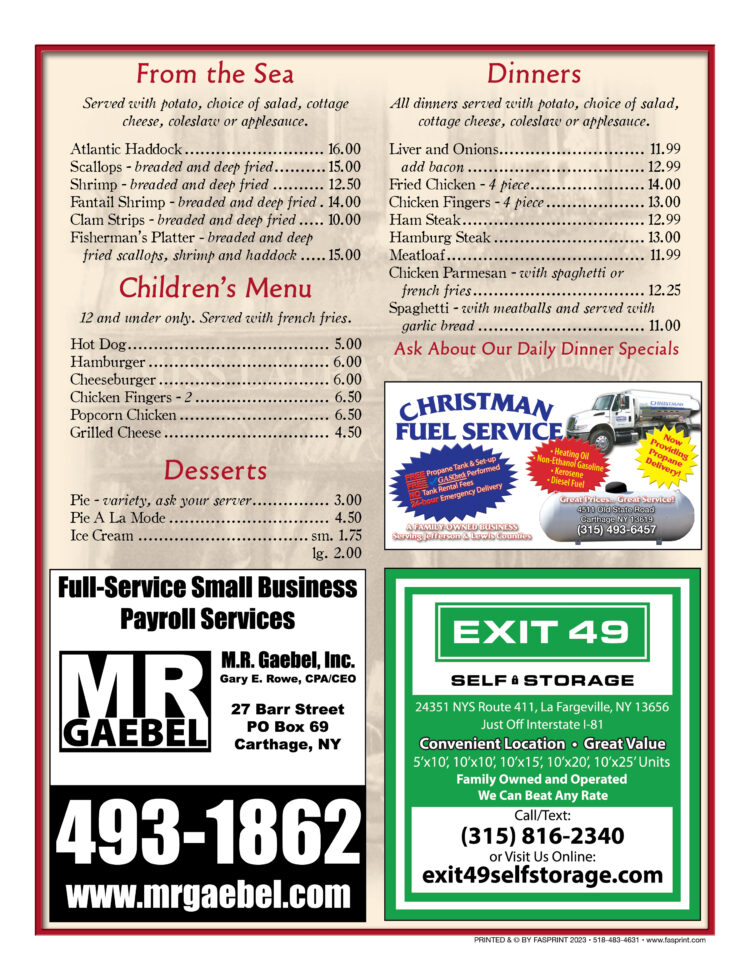 Miss Laura's Diner | Fasprint Menus
