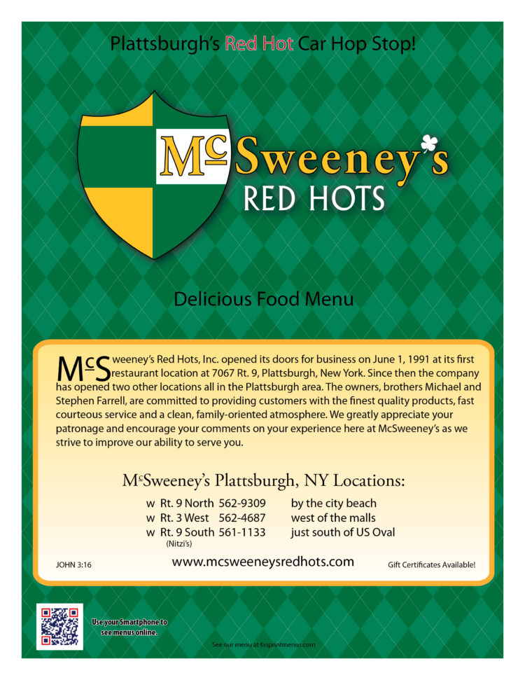 McSweeney's Red Hots | Fasprint Menus