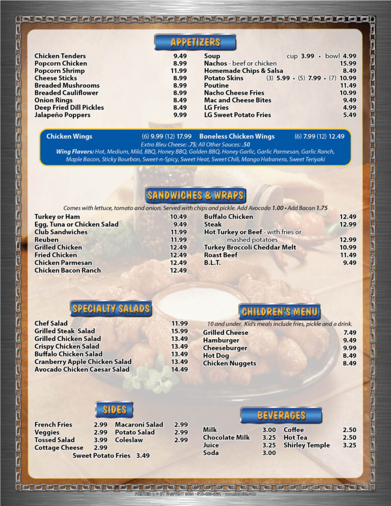 1/2 Ton's Bar & Grill | Fasprint Menus