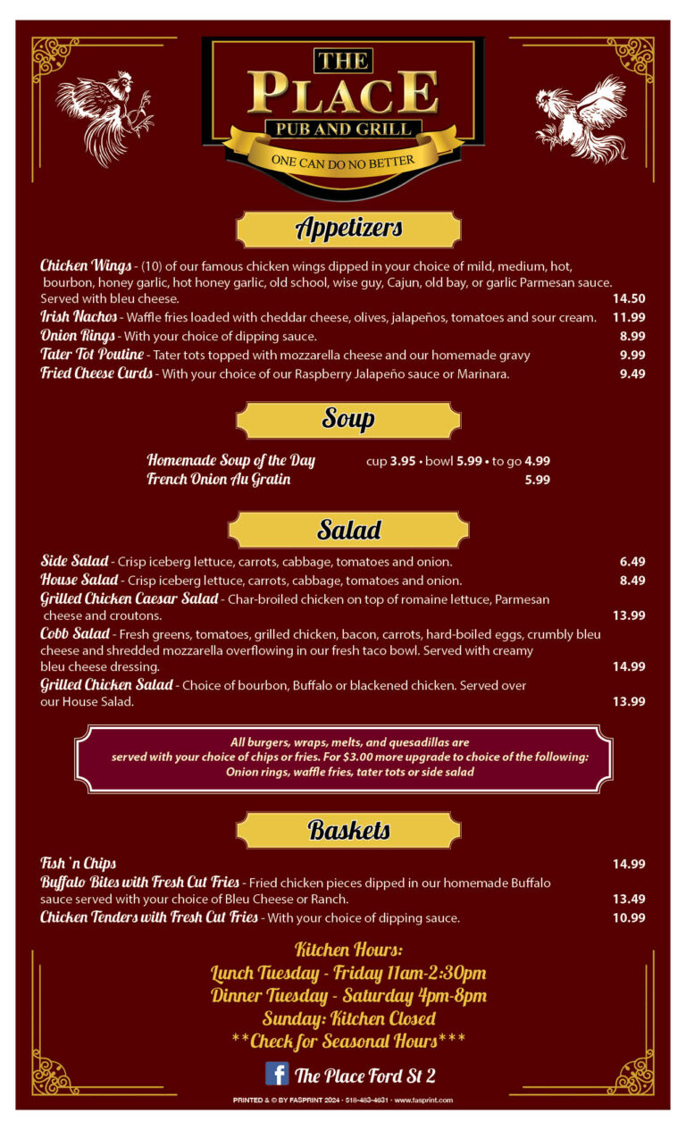 The Place | Fasprint Menus