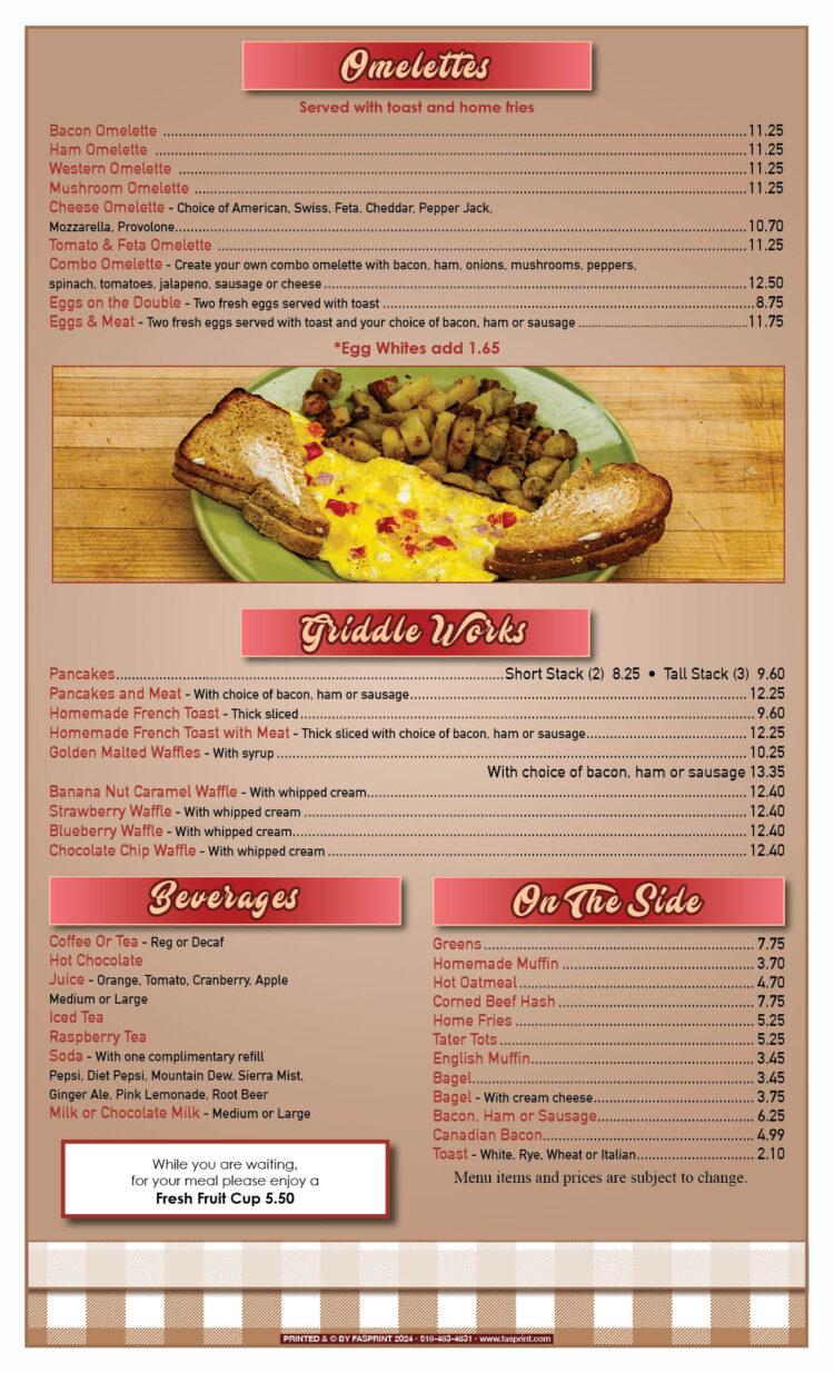 Boulevard Diner | Fasprint Menus