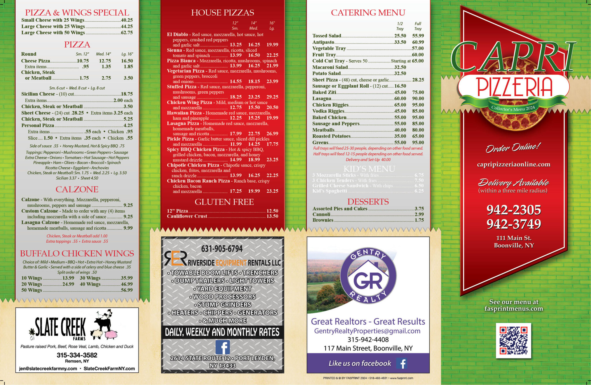 Capri Pizza | Fasprint Menus