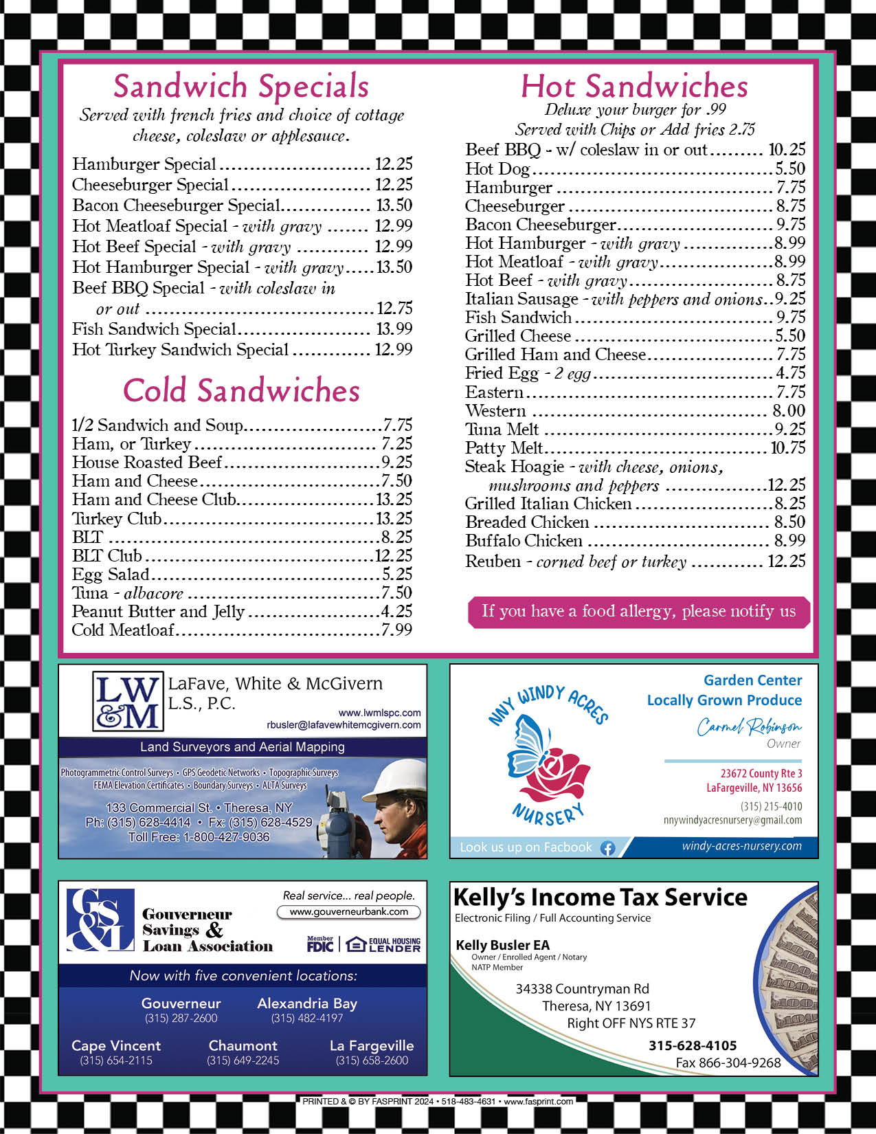 Two Sisters Diner | Fasprint Menus