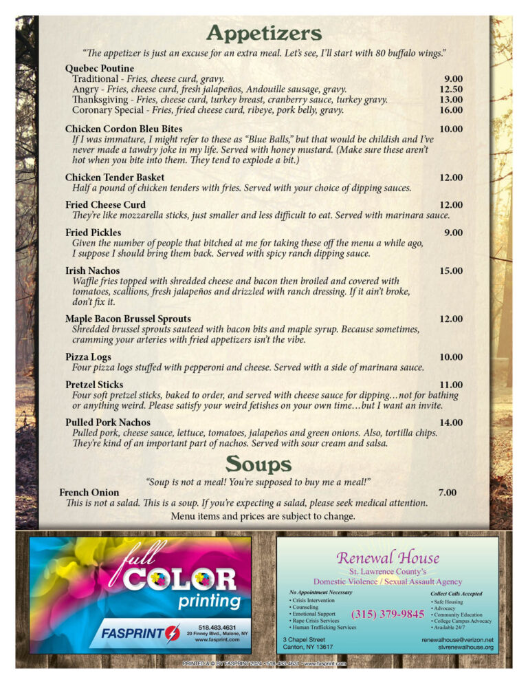 Timber Tavern | Fasprint Menus