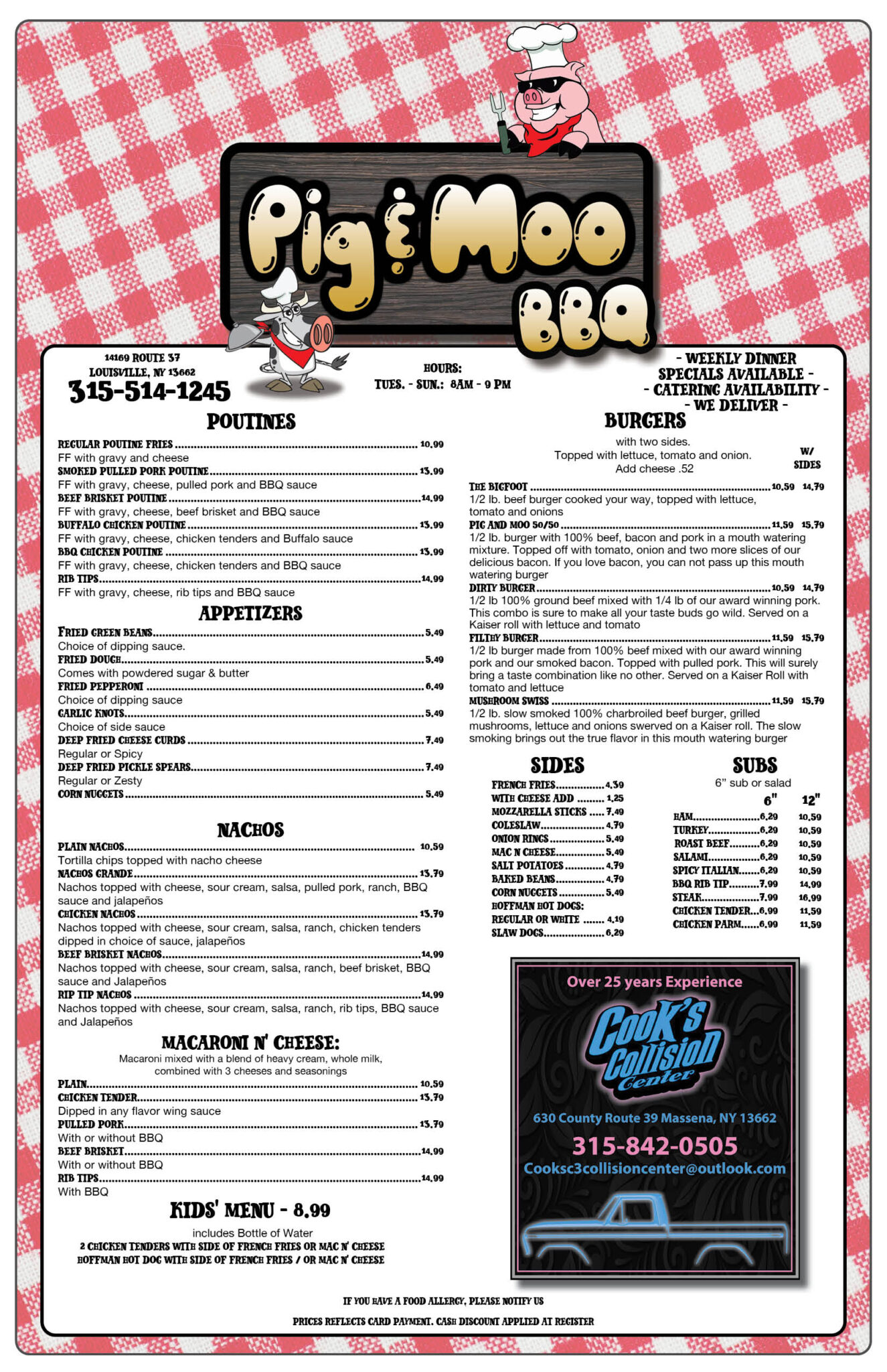 Pig and Moo | Fasprint Menus