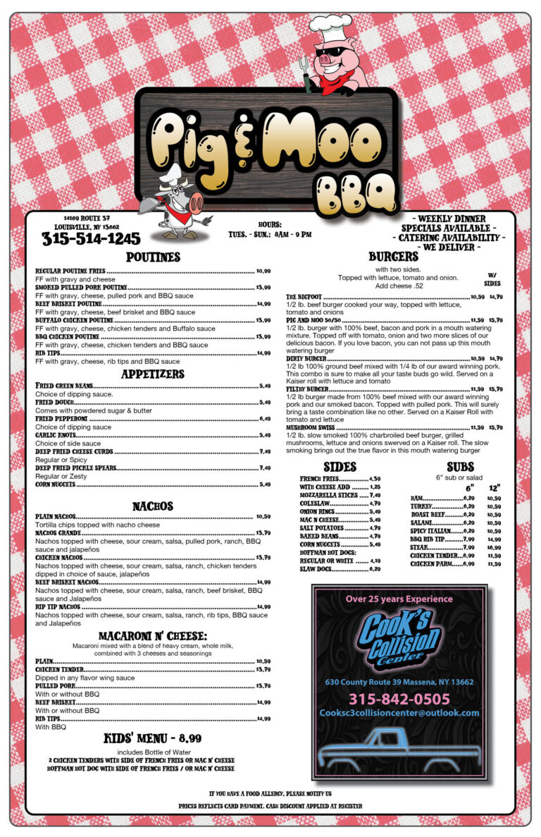 Pig and Moo | Fasprint Menus